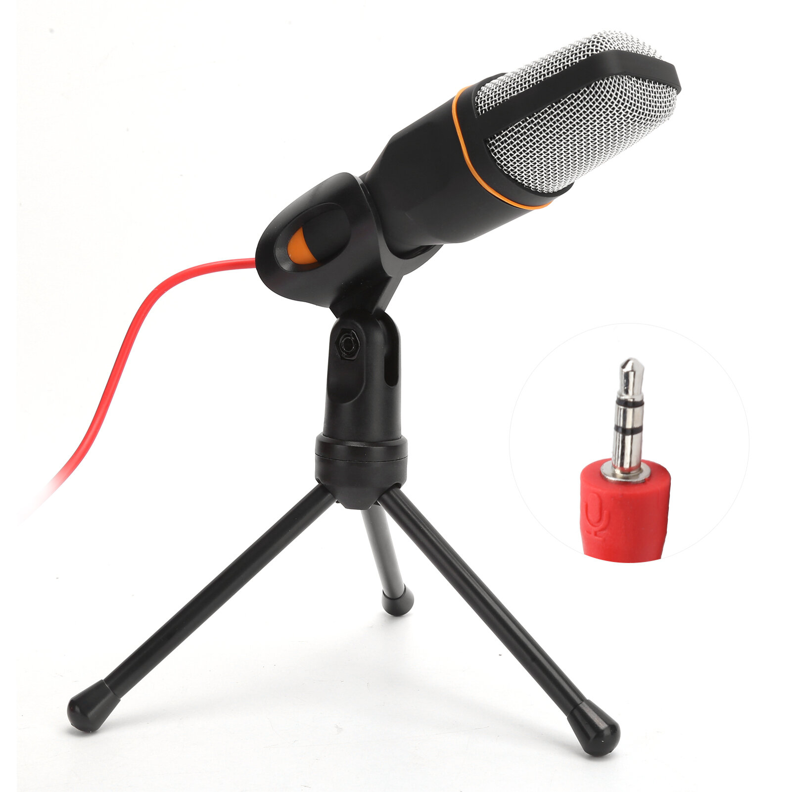 Проводной компьютерный конденсаторный микрофон с настольным штативом для онлайн-встреч, четкая запись голоса, черный