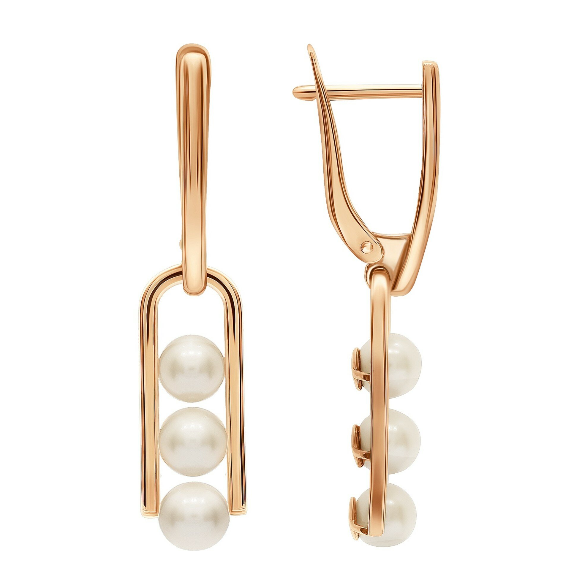 Серьги, золото, 585 проба, жемчуг имитация