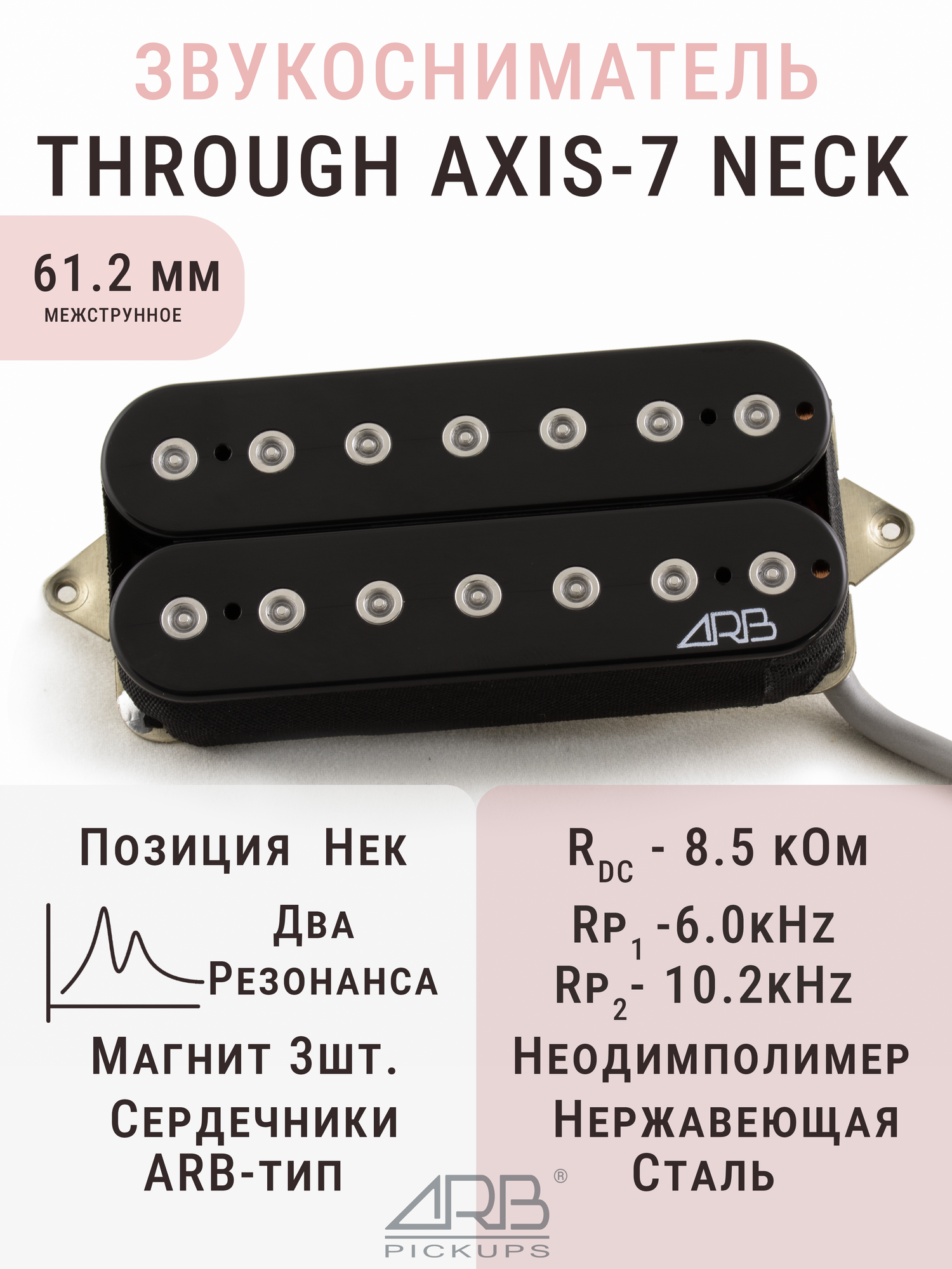 Звукосниматель для электрогитары ARB Pickups Through Axis-7 Neck PN