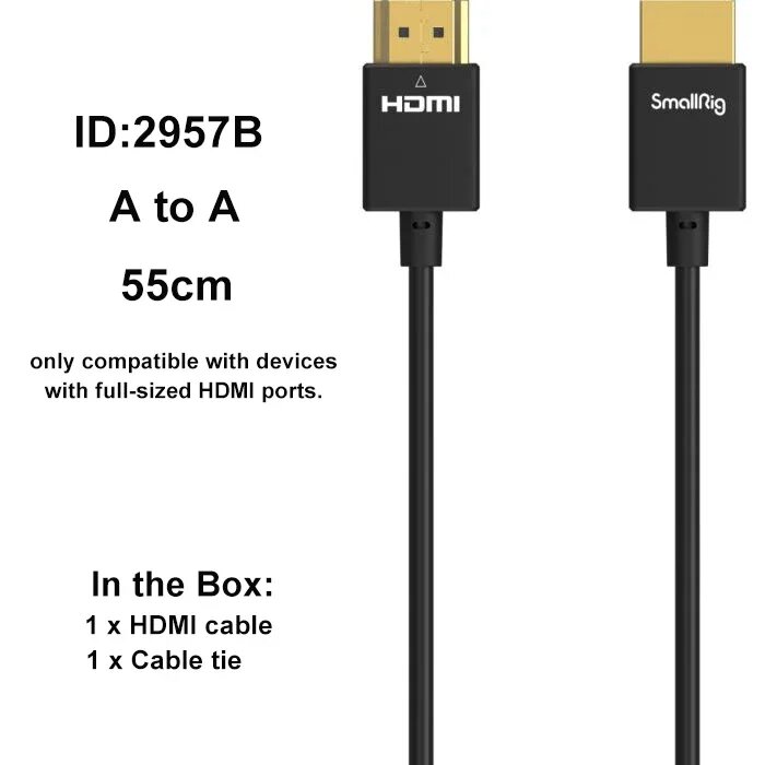 SmallRig 4K HDMI кабель 35/55 см A to A 55cm 2957B