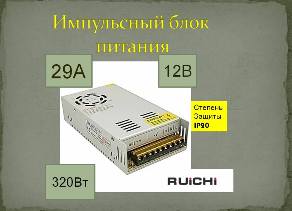 Импульсный блок питания 12В, 29А, 320(350)Вт
