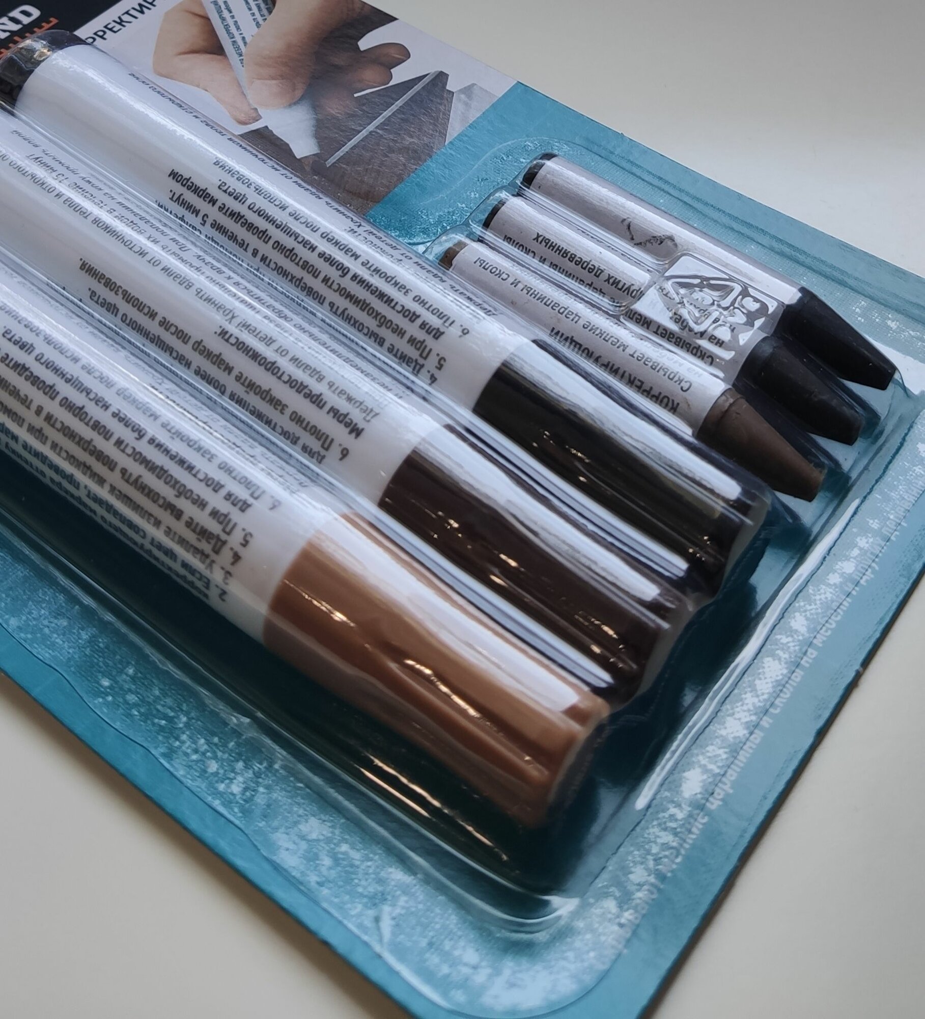 Набор маркеров и карандашей для мебели корректирующие 6 шт