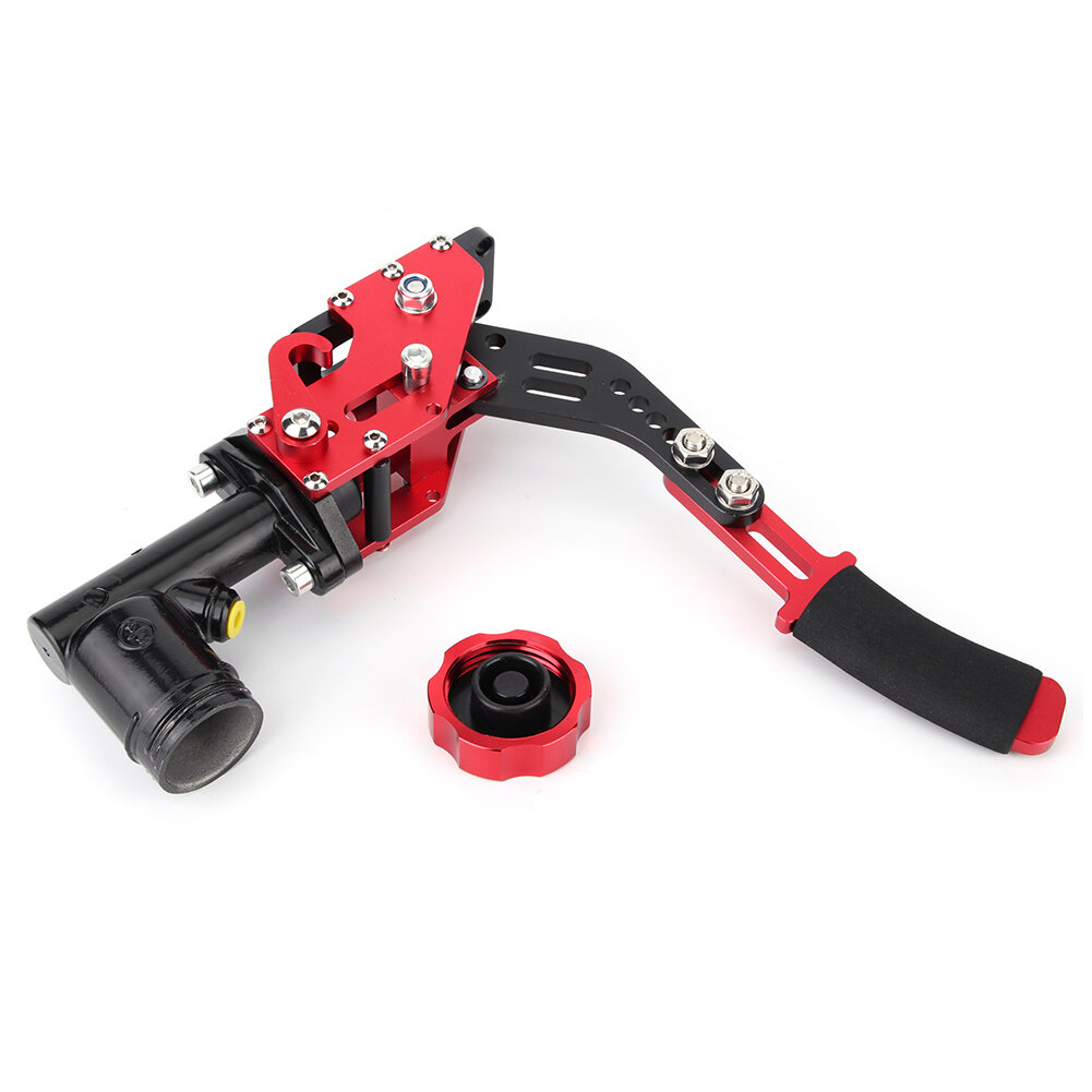 Красная гидравлическая горизонтальная рукоятка ручного тормоза с масляным баком для дрифт-гоночного автомобиля.