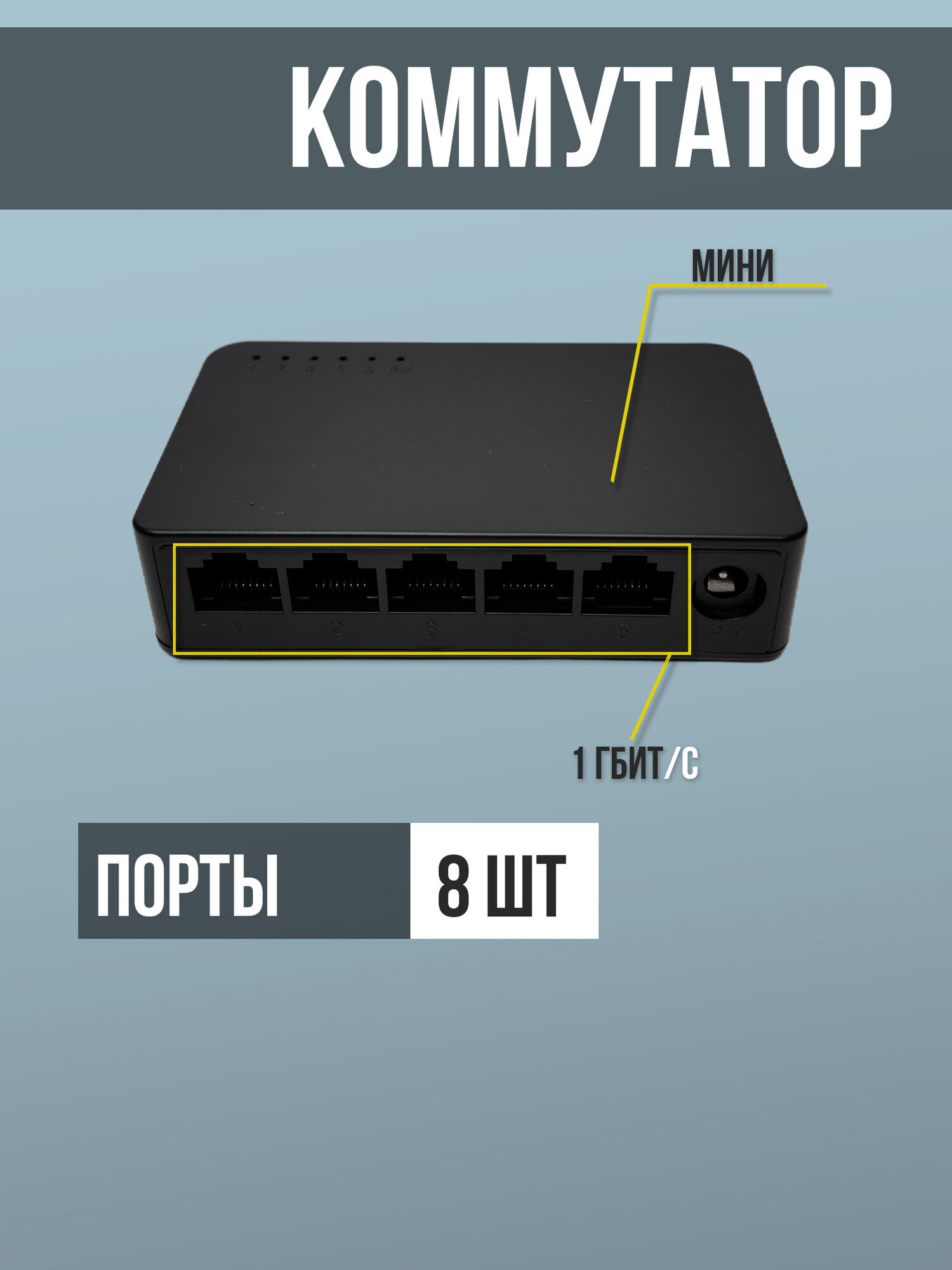 Гигабитный коммутатор 1005GS на 5 портов - RJ45 Порт: 5*1 Gbps (Авто MDI/MDIX)