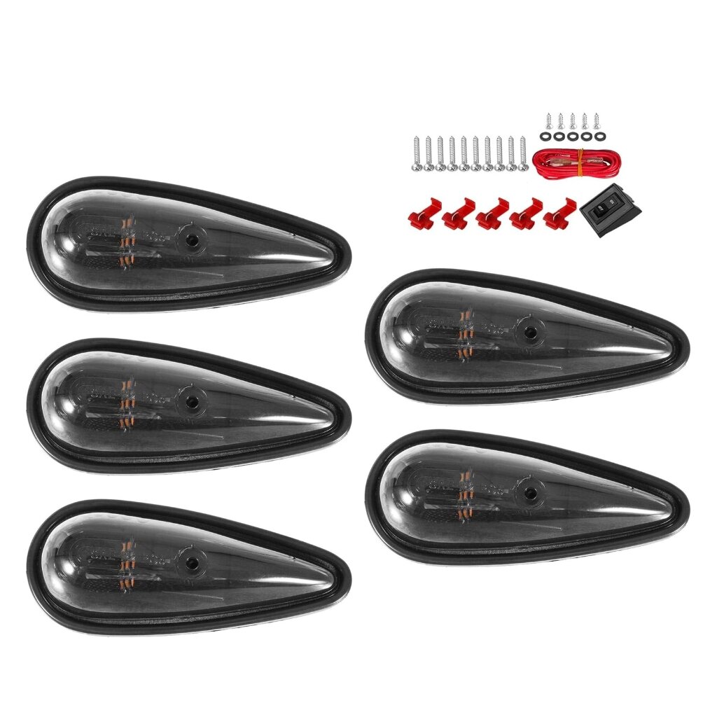 5шт. Габаритные огни на крыше с верхним ходом, Фонари кабины, Каплевидные фонари кабины, Водонепроницаемые габаритные огни кабины грузовика для грузовика