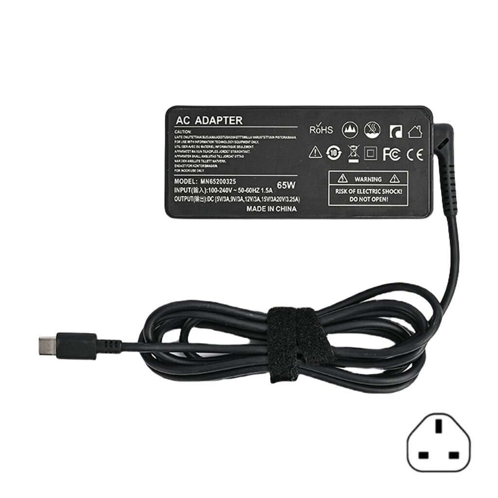 Подходит для ноутбуков Lenovo серии TypeC с компьютерным адаптером питания мощностью 65 Вт быстрой зарядки по британскому стандарту