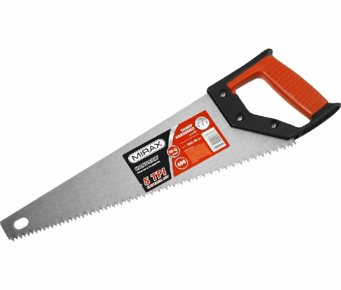 Ножовка по дереву MIRAX Universal 375 мм 5 TPI с эргономичной двухкомпонентной рукояткой для пиления вдоль и поперек волокон