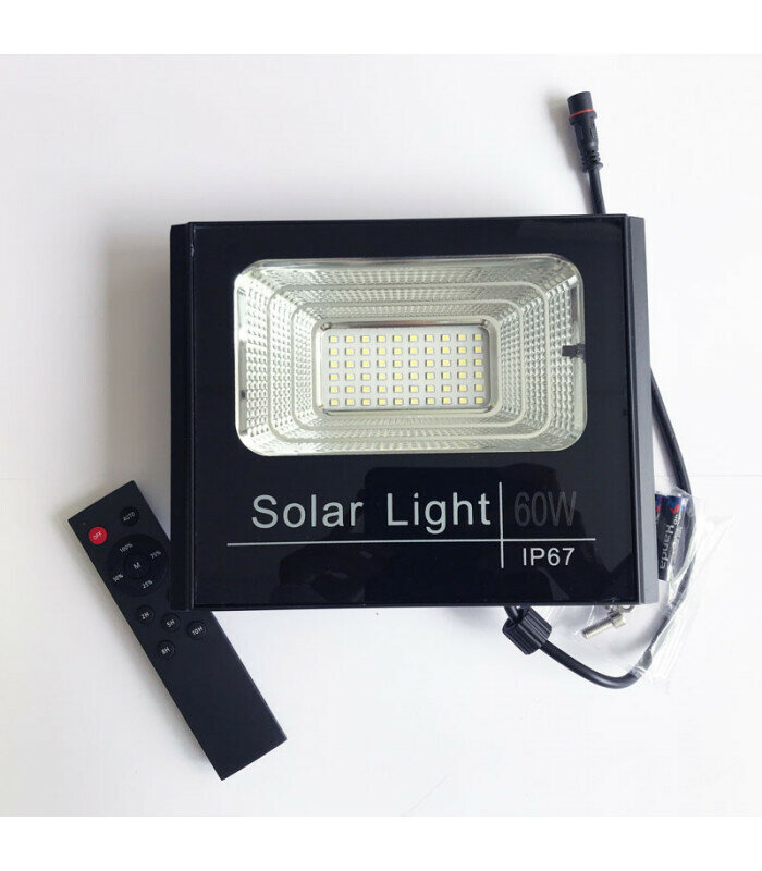 Светодиодный прожектор на солнечной батарее, 60 Вт, цвет свечения белый. IP67