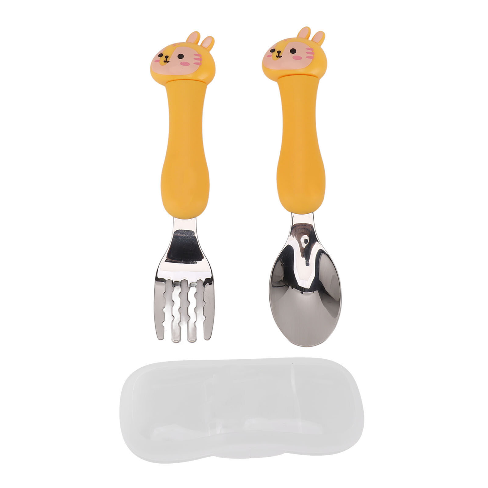 Детская вилка милая мультфильма в форме ложки PP ручка из нержавеющей стали для детей, кормления, тренировочная белка