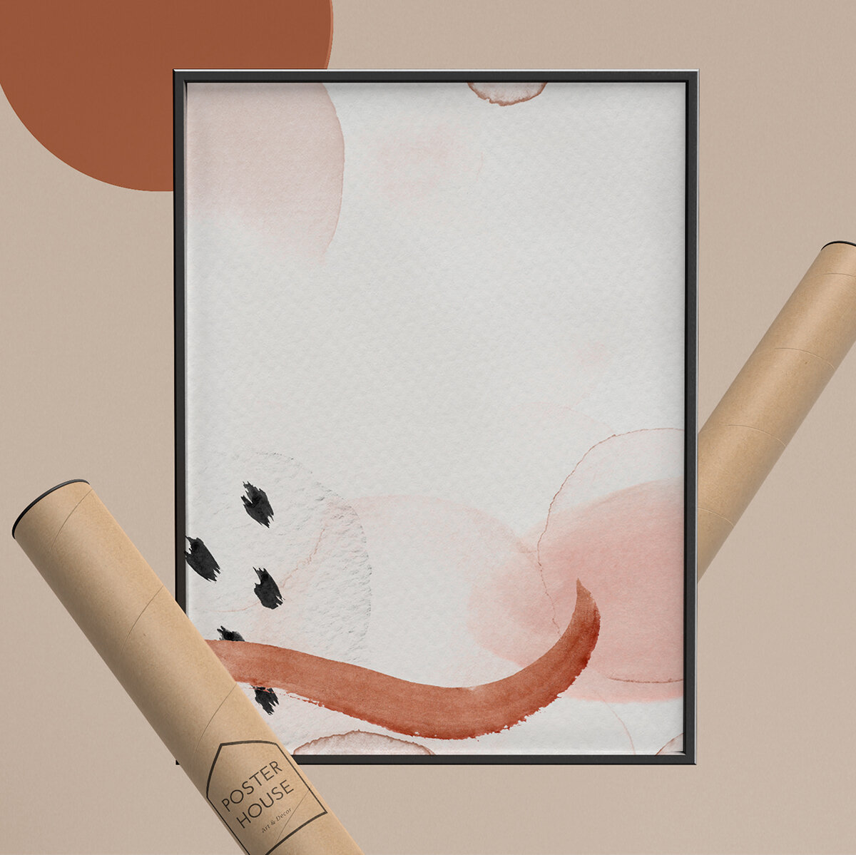 Постер Абстракция минимализм 30х40 см без рамы/ Абстрактный, минималистичный плакат/ Акварель, фигуры/ Эстетичный бежевый плакат, постер для интерьера, декор стен