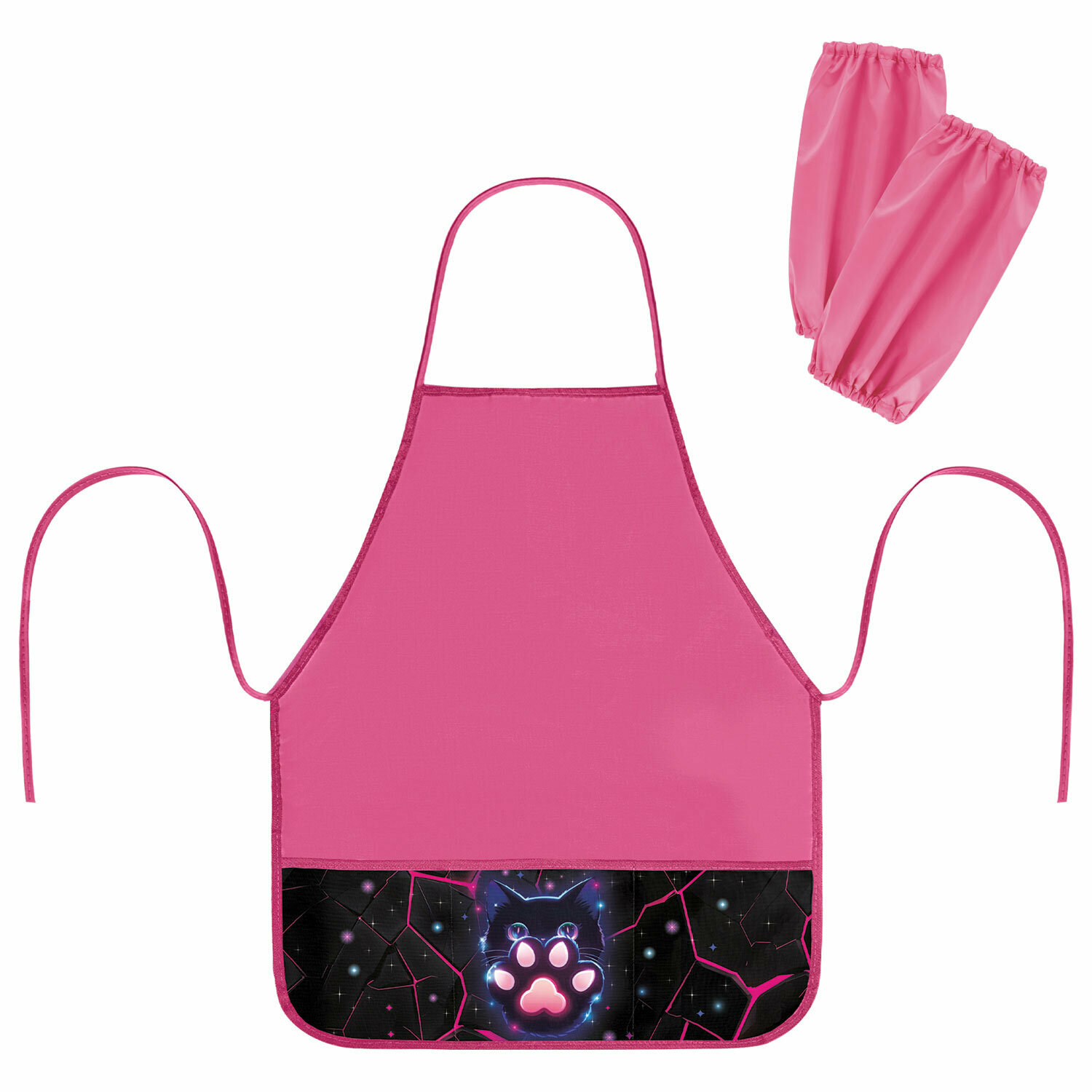 Фартук с нарукавниками Brauberg "Pink Lava", для уроков труда, 3 кармана, 46х54 см