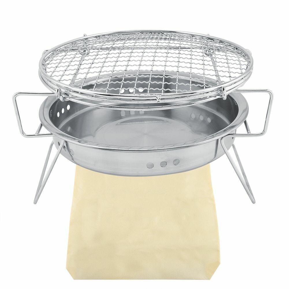Портативный мини-гриль-барбекю из нержавеющей стали, складной круглый, для приготовления пищи на открытом воздухе, на веранде или в кемпинге