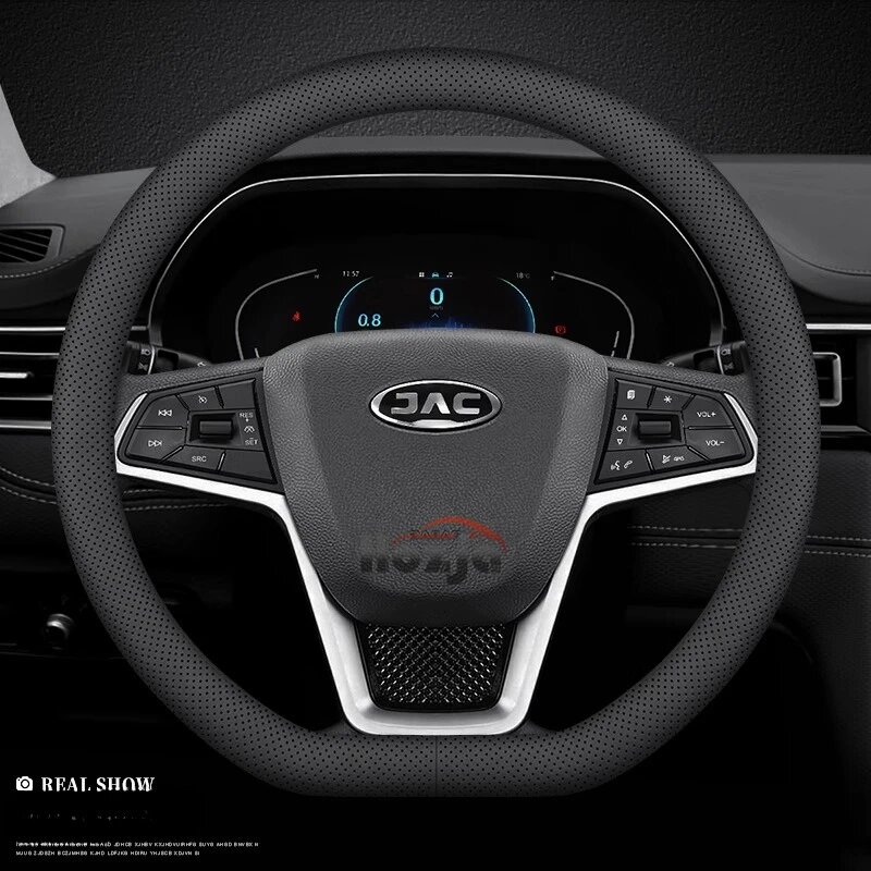 Автомобильный кожаный чехол на руль для JAC E-JS1 E-JS4 E-J7 JS4 T9 T6 T8 PRO JS2 JS3 JS7 J7 Plus JS8 JS6 2021 2022 2023 2024 2025 D pore model