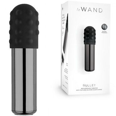 Le Wand Bullet, черный Люксовый мини-вибратор с насадками
