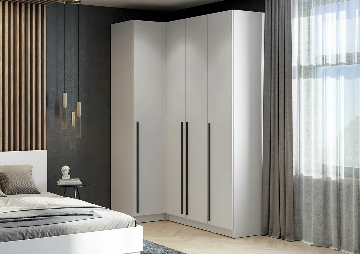 Модульный угловой шкаф Берген ШКУ-920 + ШК-1200 белое дерево (Интерьер-Центр)