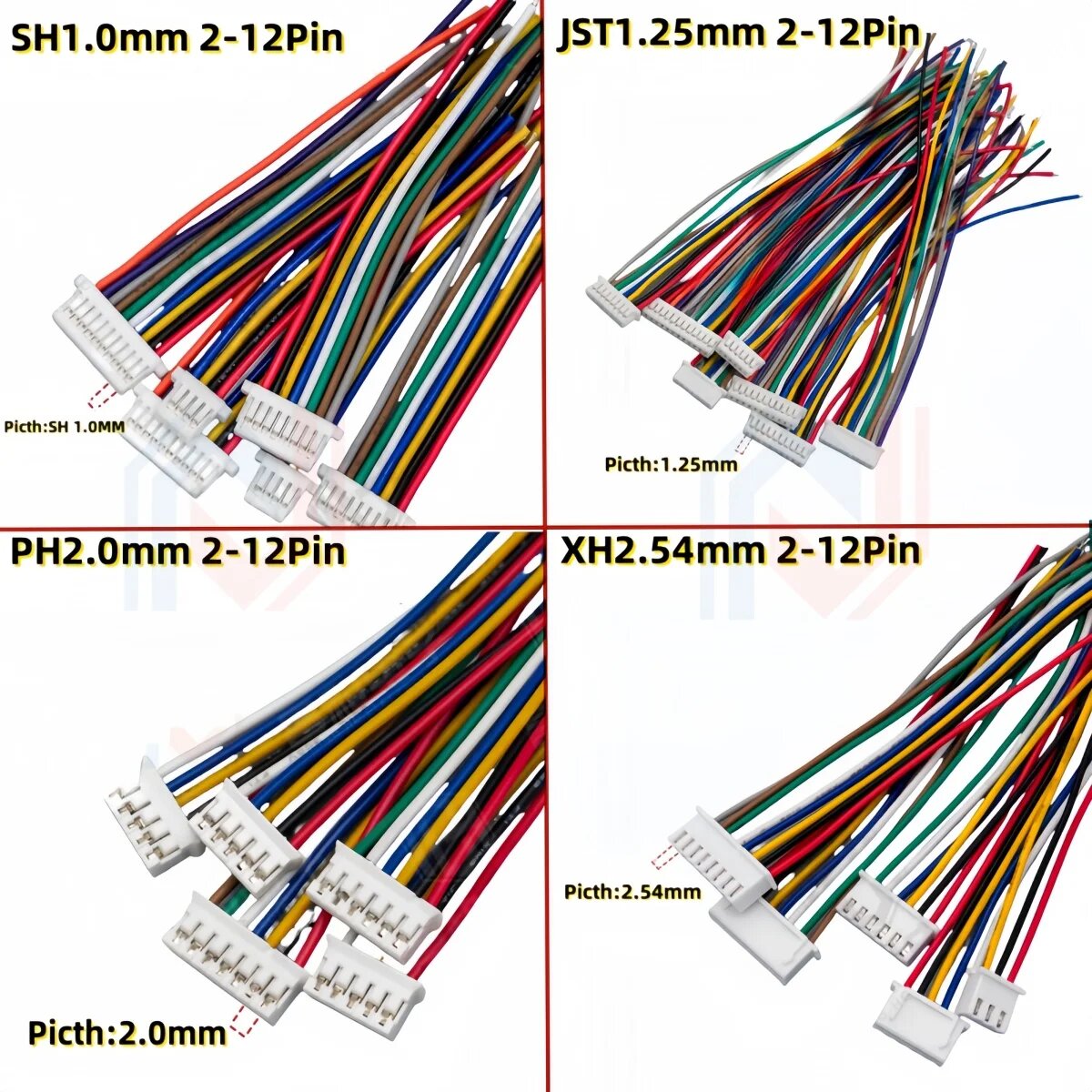 Разъемы для проводов SH1.0 JST 2-12Pin 2P, SH1.0MM, Reverse direction, 30cm