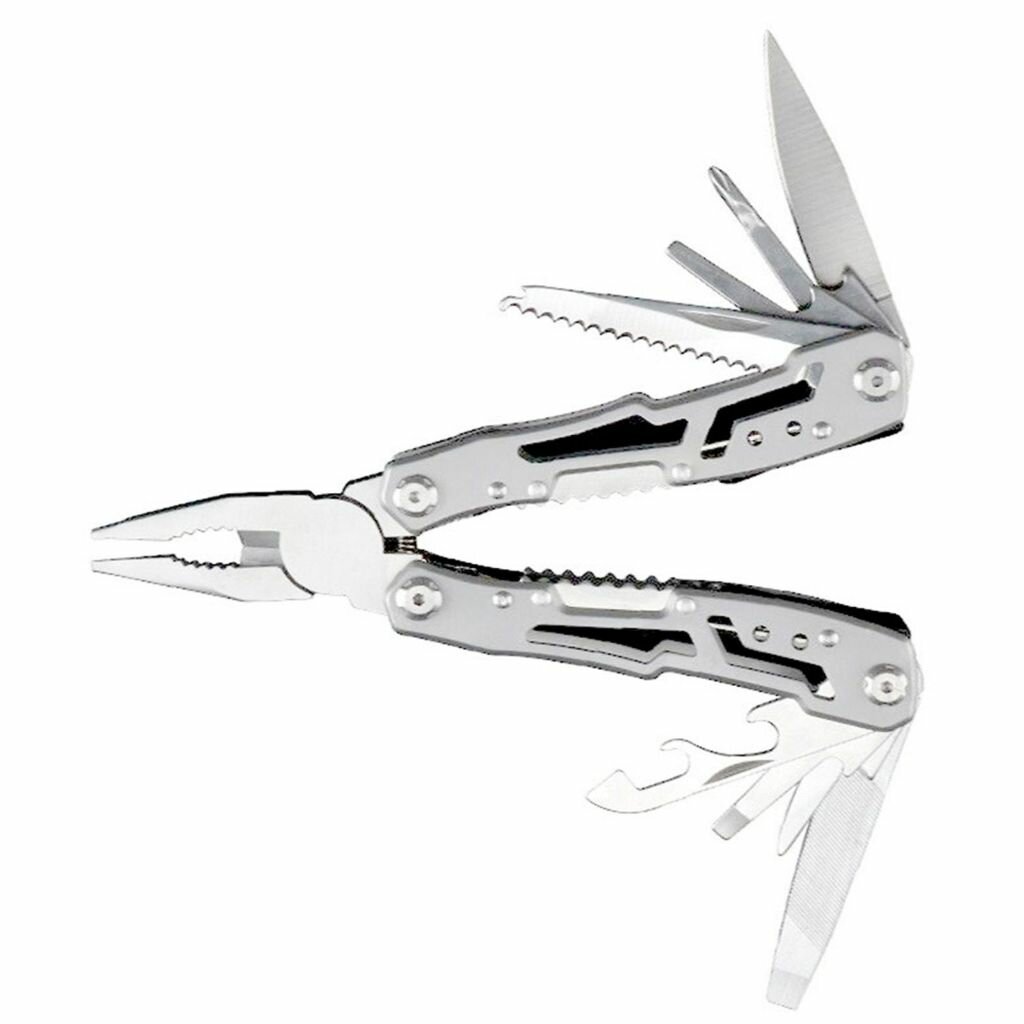 Плоскогубцы с игольчатым наконечником и функцией фиксации-серебристо-серый