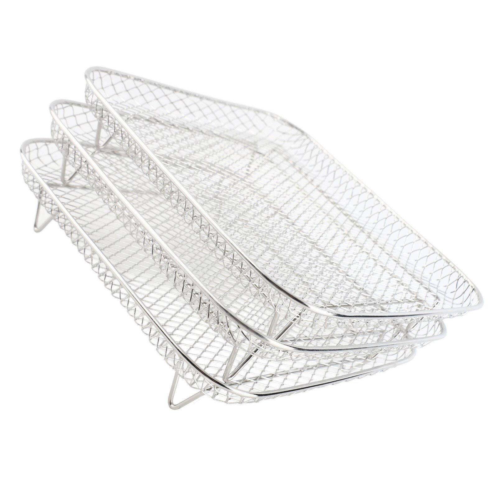 Трехуровневая квадратная решетка для фритюрницы, пригодная для мытья в посудомоечной машине, из нержавеющей стали SUS304, аксессуар для гриля и фритюрницы