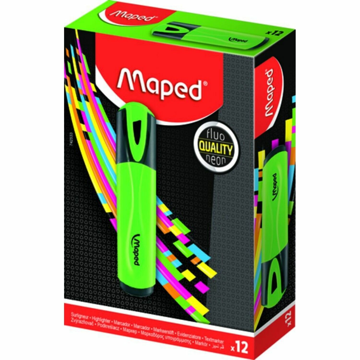 Текстовыделитель MAPED 1-5мм, классик, зелёный. Комплект из 12 текстовыделителей