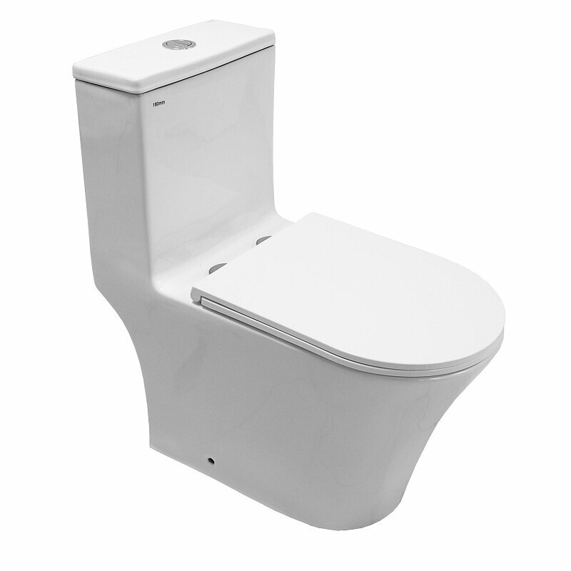 Унитаз моноблок Azario Vally AZ-80687 белый, безободковый, с крышкой микролифт, слив торнадо