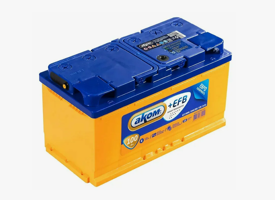Аккумулятор аком efb 100 а/ч обратный r+ 353x175x190 l5 en 950 а