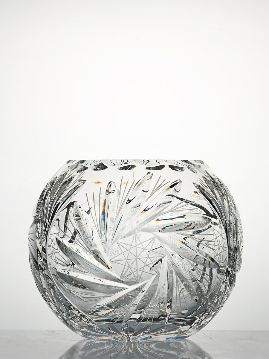 Ваза шар хрустальная для декора интерьера, высота 12 см диаметр 14 см. Неман 900/70, 6401