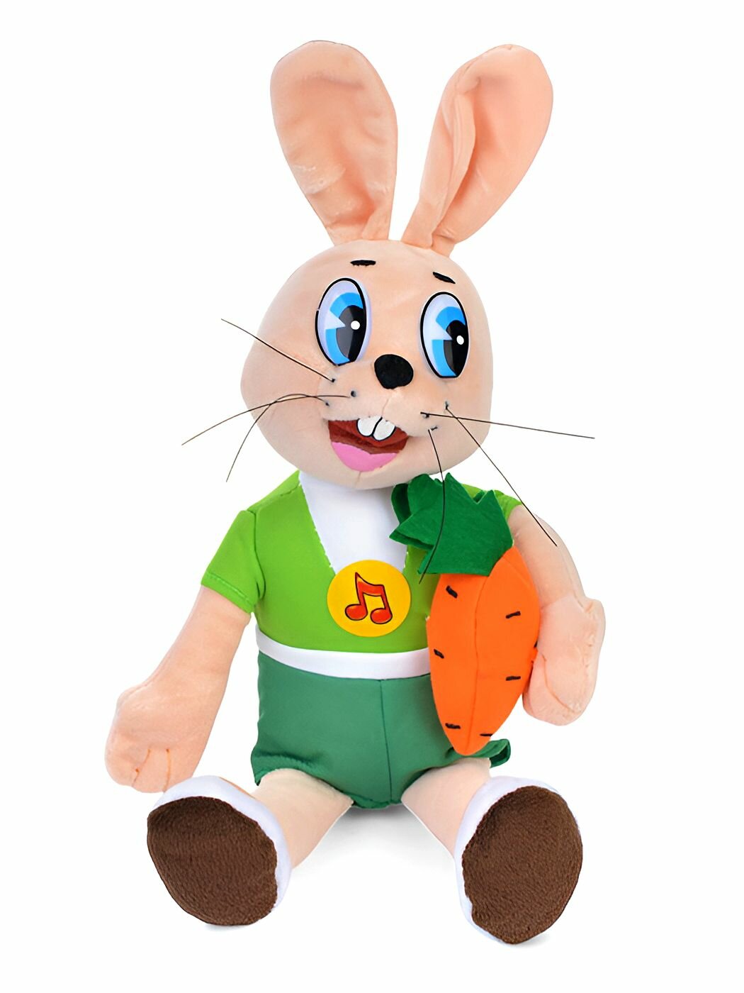 Мягкая музыкальная игрушка "Ну погоди. Заяц", развивающая интерактивная игрушка-фигурка для малышей со звуковыми эффектами, 25 см.