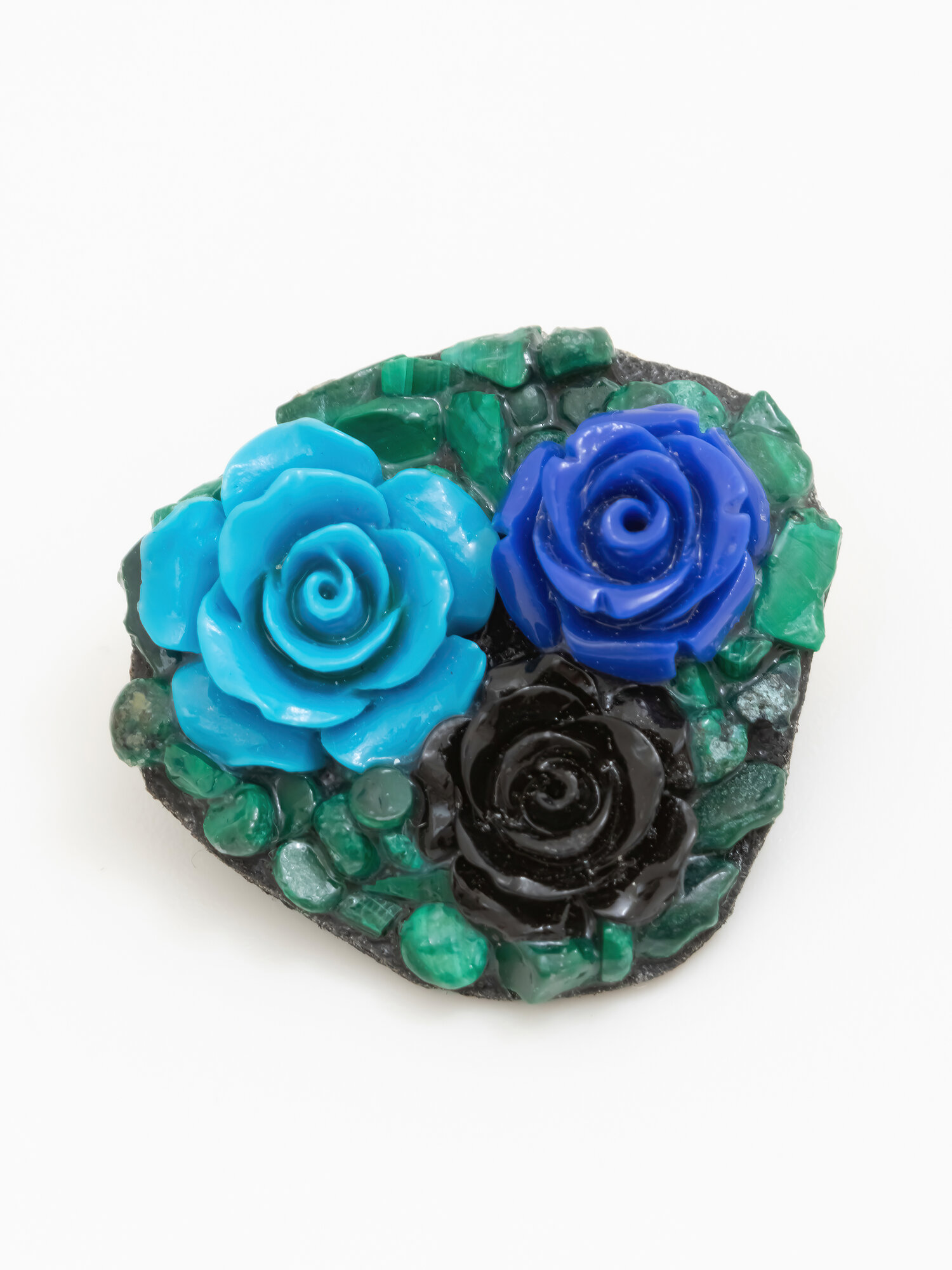 Брошь, пластик, малахит