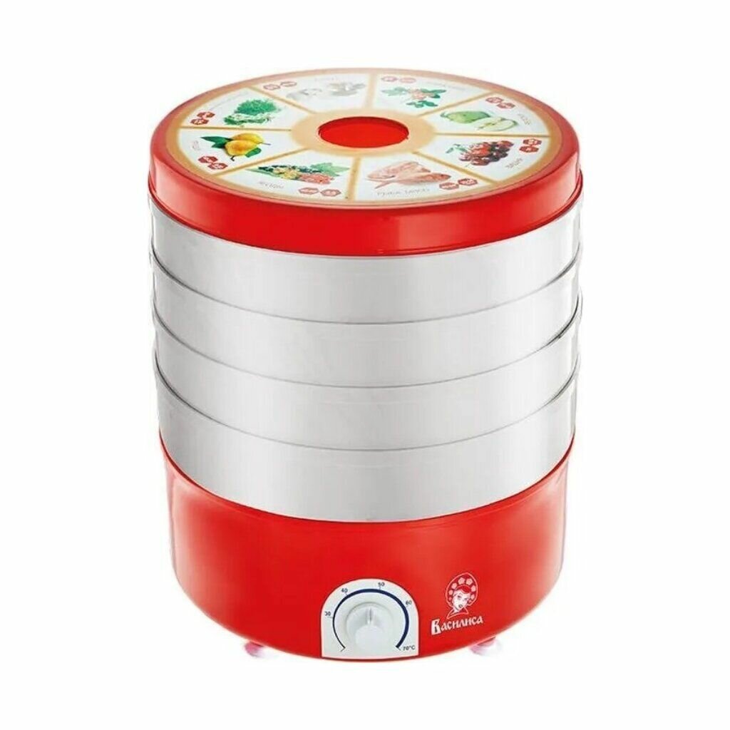 Сушилка для овощей и фруктов Василиса 4 поддона, 520 Вт, регулируемая температура 30-70 C