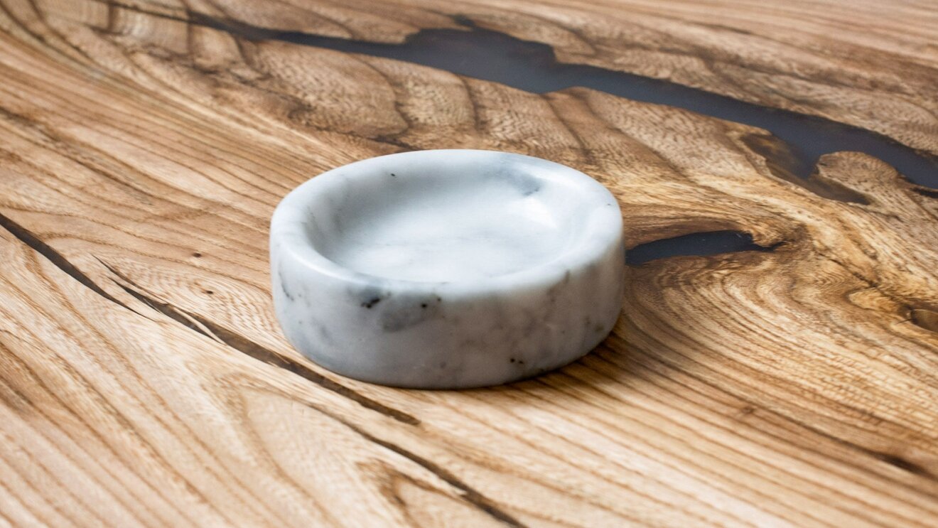 Мыльница для ванной Disc из натурального камня мрамора Bianco Carrara