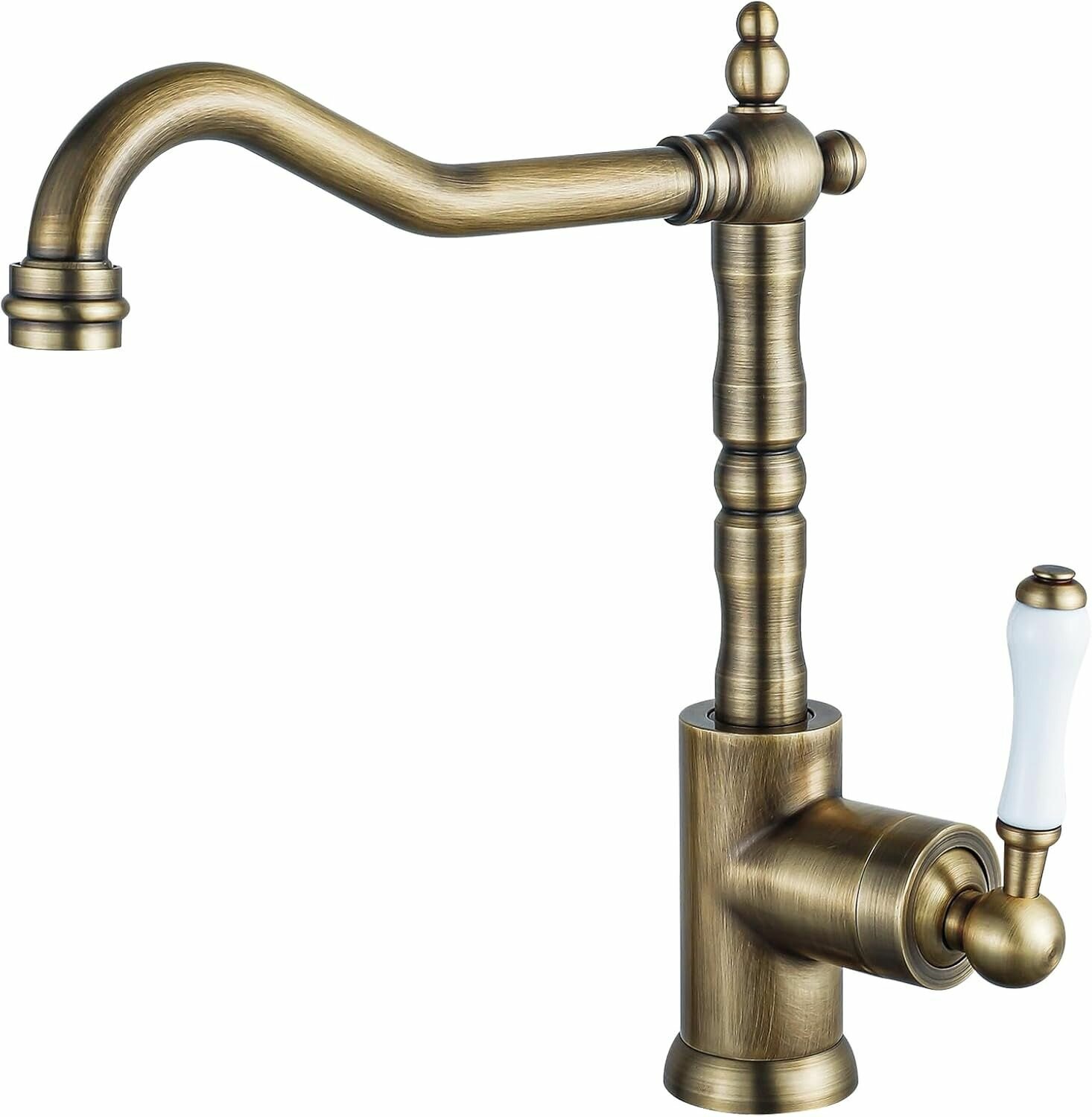 Кухонный кран в стиле ретро, латунный смеситель для раковины, вращающийся на 360 градусов