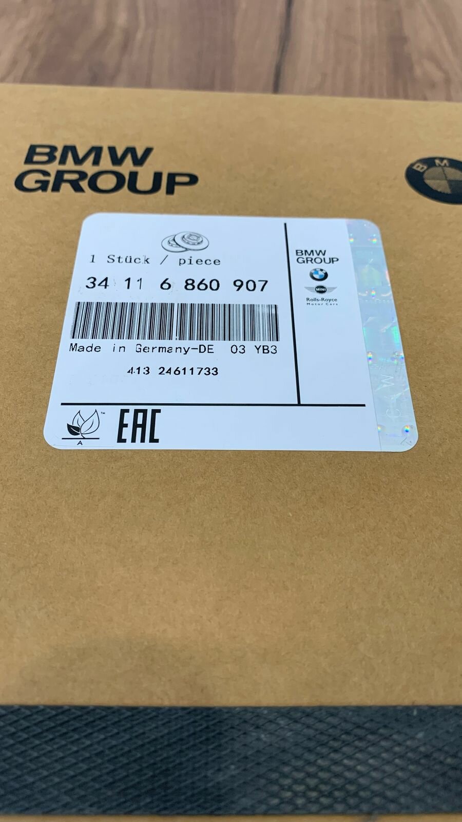 Диск тормозной передний BMW 34116860907 5 серия G30, G31; X3 G01, X4 G02