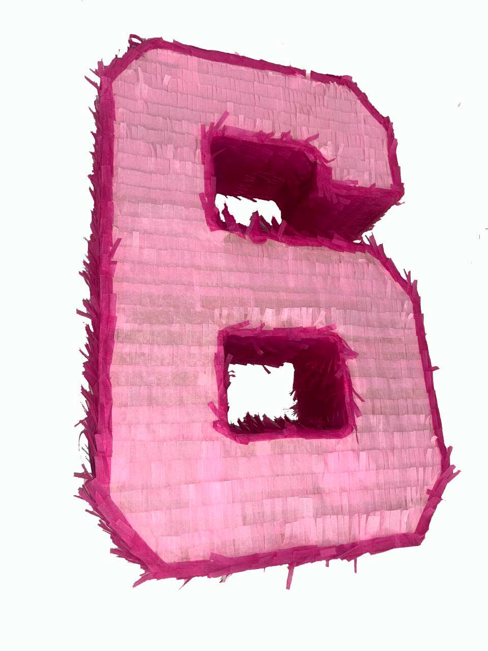 Пиньята Цифра 6 Розовый, Ярко розовый без наполнения и без биты для разбивания