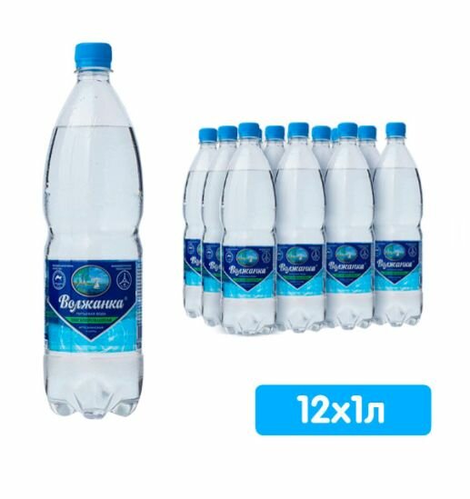 Вода питьевая Волжанка 12шт, ПЭТ, 1л, без газа, минеральный состав
