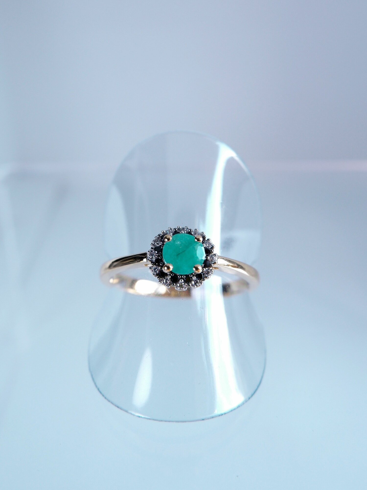 Кольцо, серебро, 925 проба, изумруд, шпинель, фианит