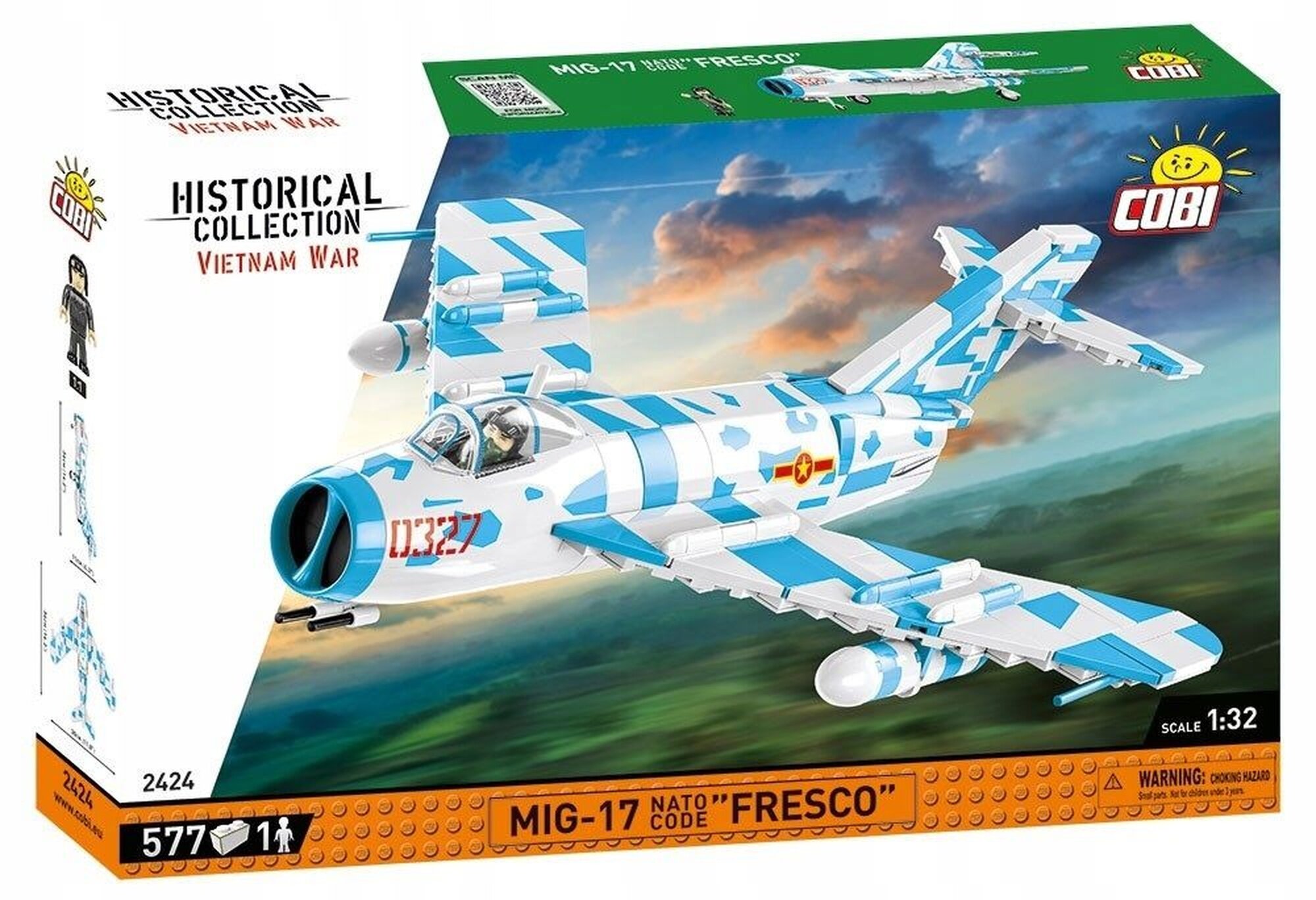Конструктор пластиковый Cobi MIG-17 "FRESCO" NATO CODE - Истребитель МиГ-17 - 577эл. - Коби 2424