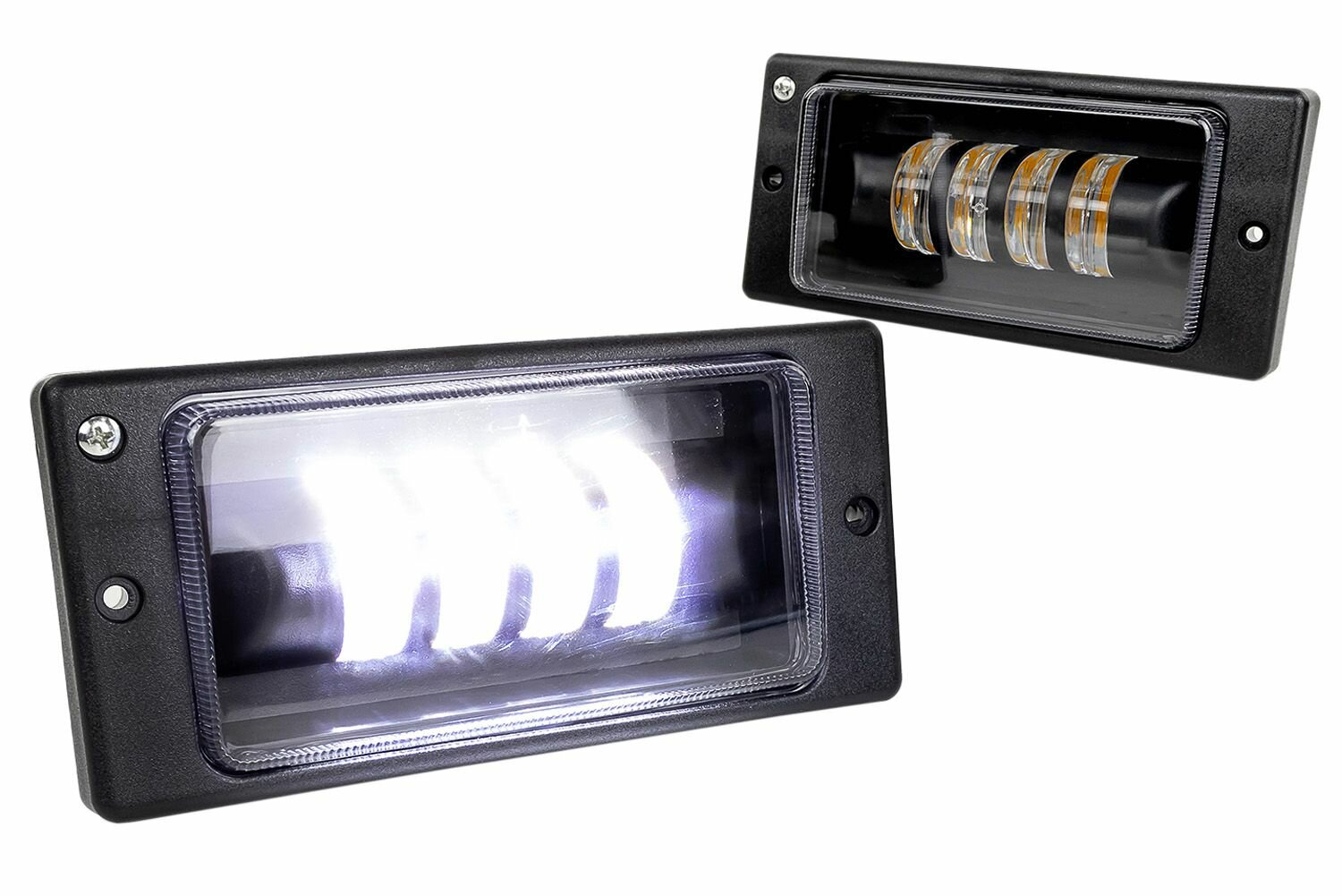 Двухцветные светодиодные ПТФ Эконом (4 линзы, 20W, 1200lux) для ВАЗ 2110-2112, 2113-2115, Шевроле Нива до рестайлинга 2009 года