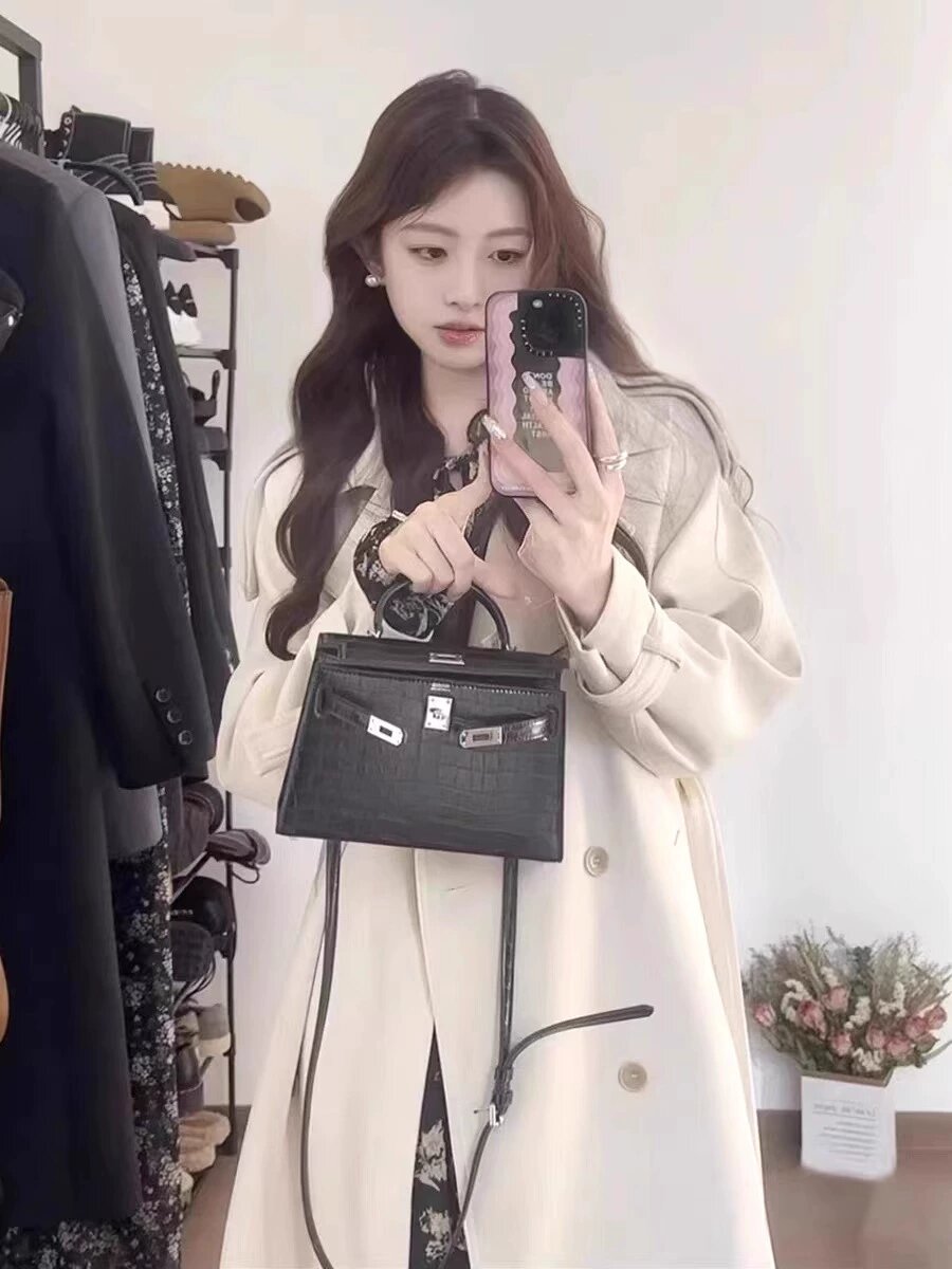 Корейский тренчкот цвета хаки, женский, весна-осень 2025 года, новый британский стиль, пальто средней длины