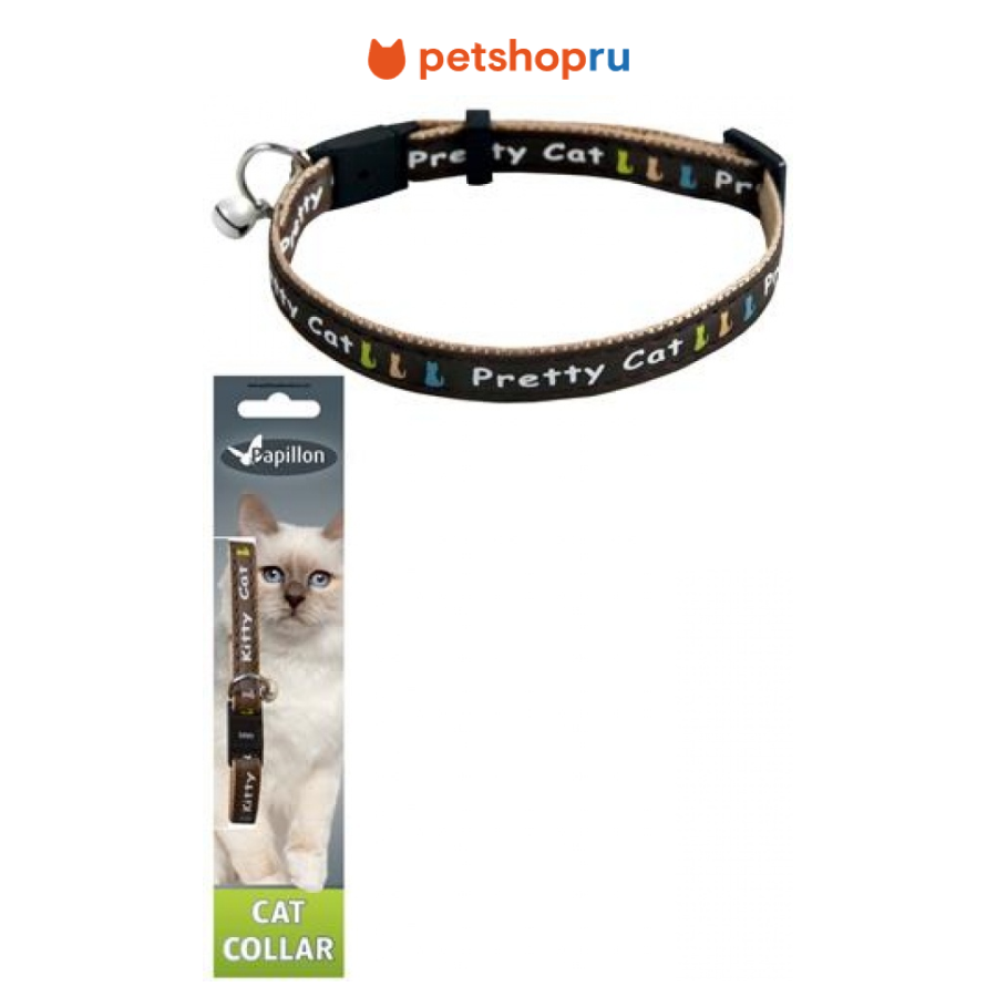 Papillon Ошейник для кошек "Китти" 10мм - 21 - 33 см, коричневый