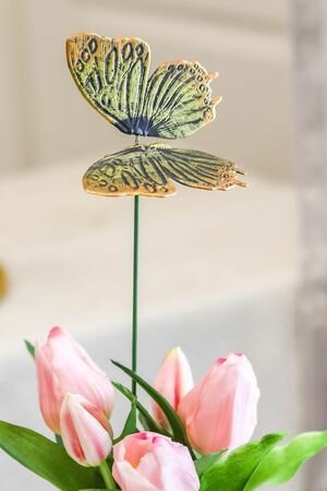 Садовый штекер бабочка махаон, пластик, металл, бронзовый, 40 см, Koopman International 557000730-1