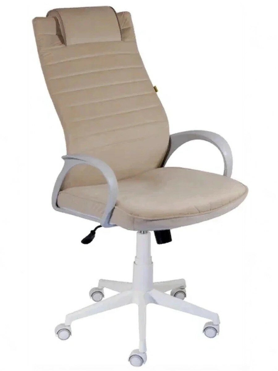 Компьютерное кресло Olss Квест white, с механизмом качания, велюр светло-бежевый