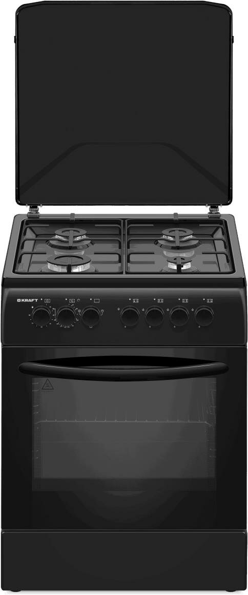 Газовая плита KRAFT KF-FSK6402EBL с электрической духовкой, объем 70.00 л, черный
