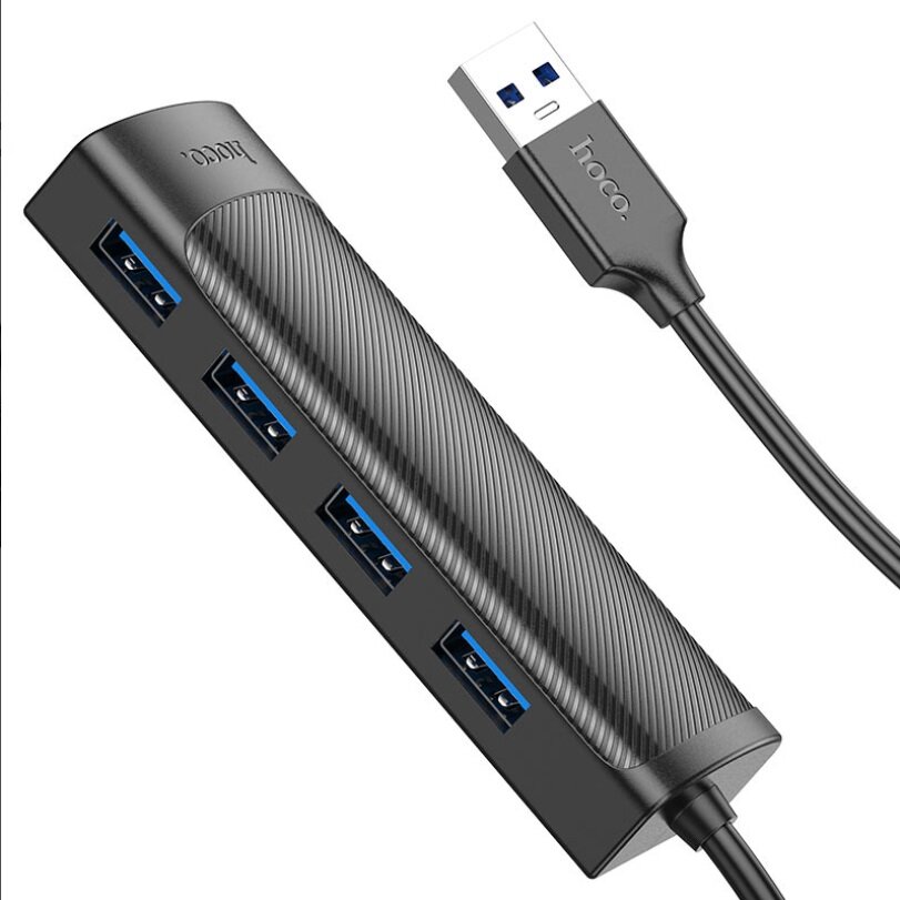 HUB адаптер Hoco HB41 4 in1, 1,2m кабель, Черный