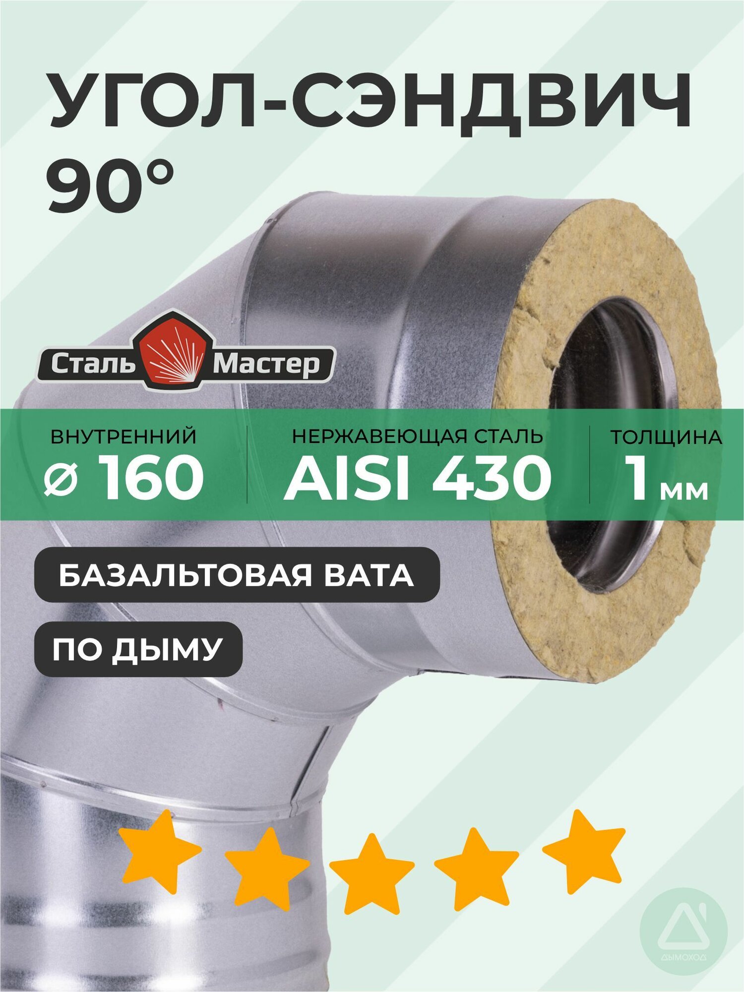 Угол-сэндвич 160 / 250 90 нерж 1 мм / оц