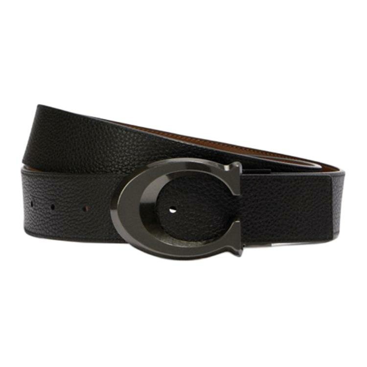 COACH Cow Leather Belts Men's Dark Brown Width 3.8CM OneSize