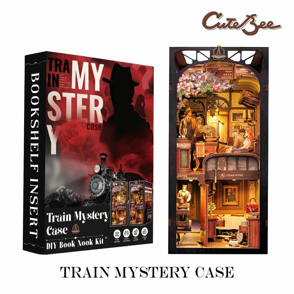 Cutebee BN01B DIY Book Nook Набор книжных уголков (Тайна поезда) , 3D румбокс, кукольный домик