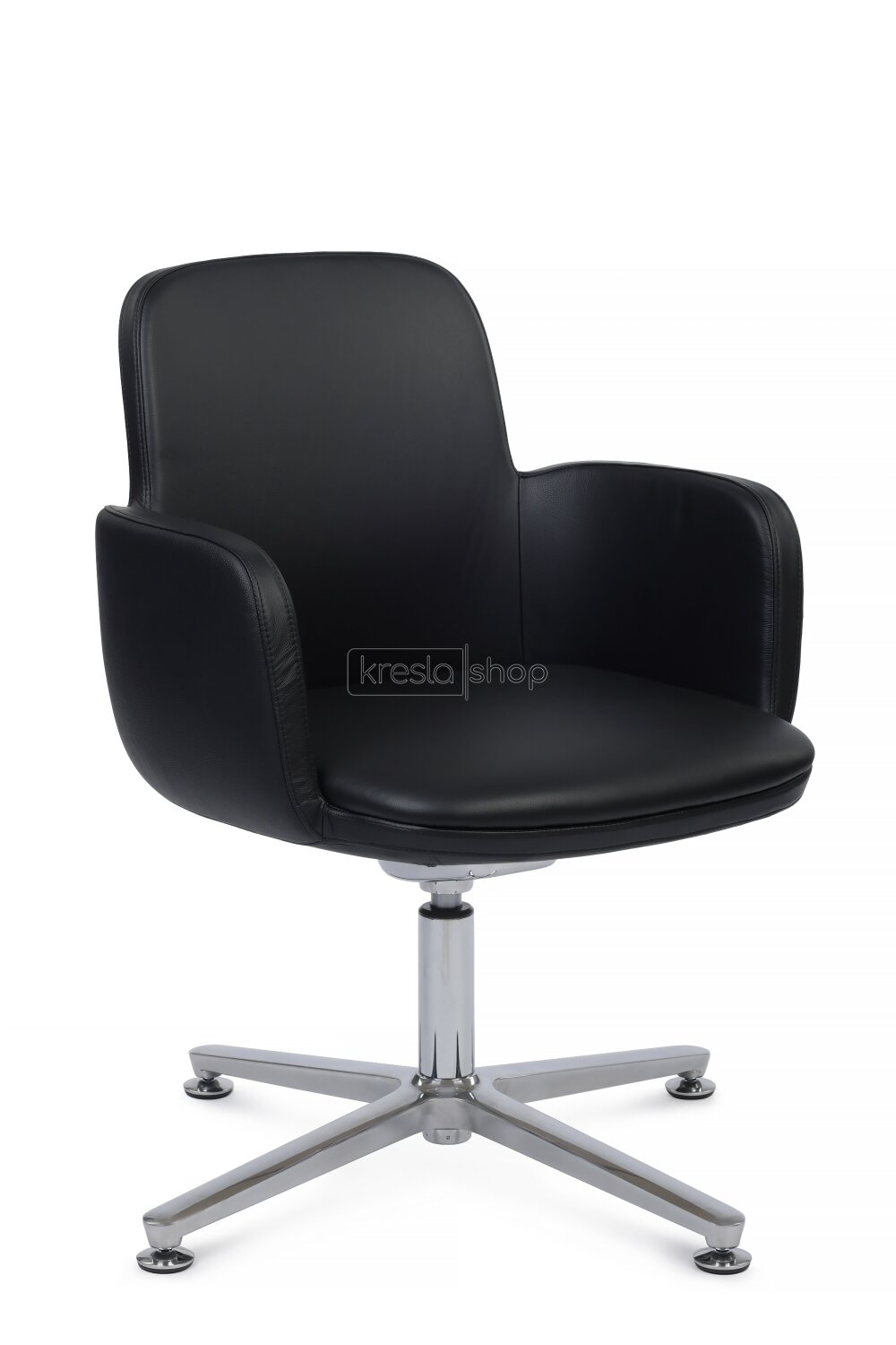 Кресло для переговорной Riva Design Шарм-СТ / Charm-ST C2512 черная кожа