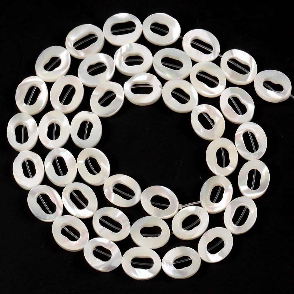 Бусины из раковин, белые, 8x10 мм, 40 шт.