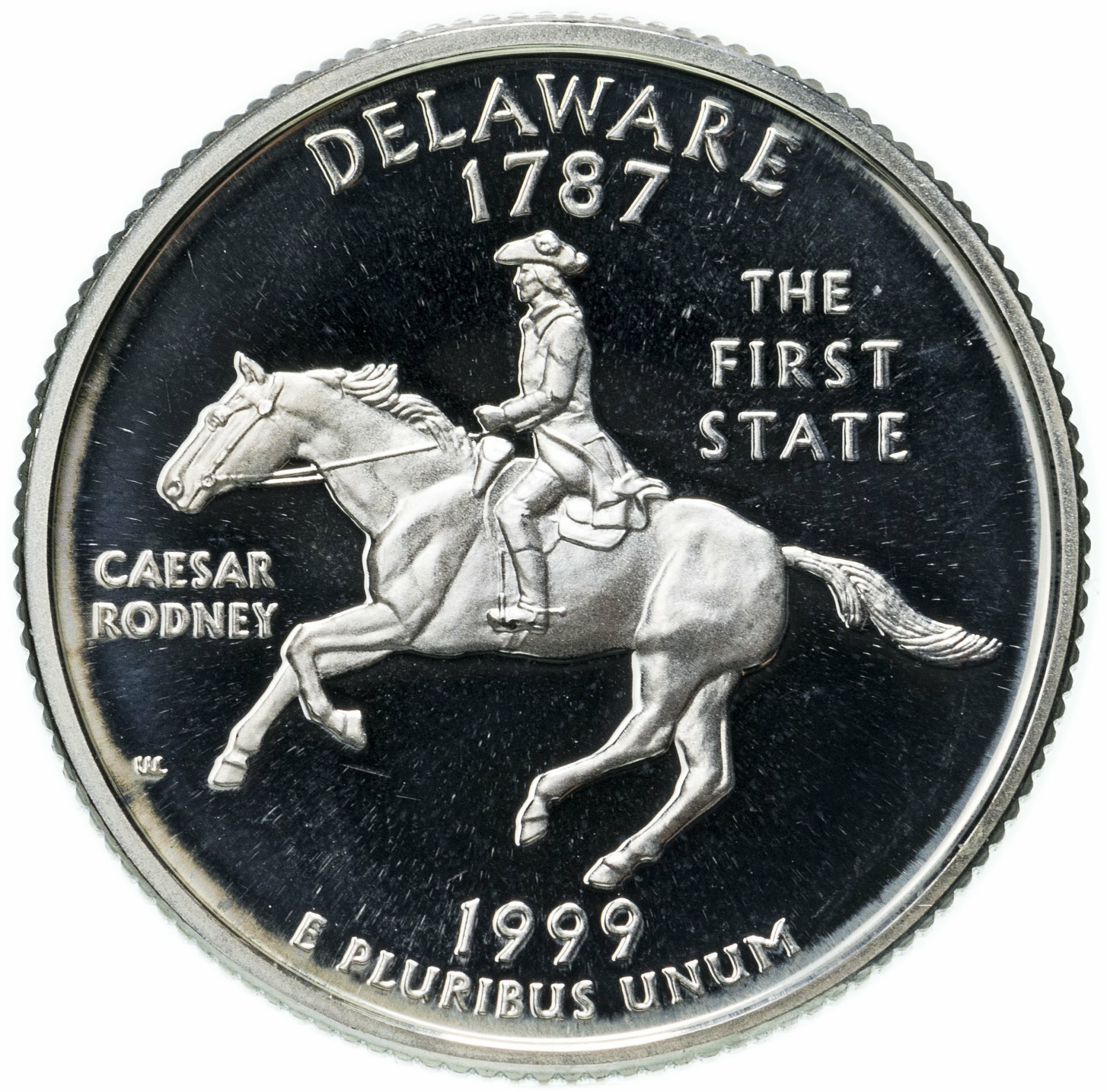 США 25 центов квотер, 1/4 доллара, quarter dollar 1999 Делавэр, Мельхиор медь-никель 900, в сохранности Proof
