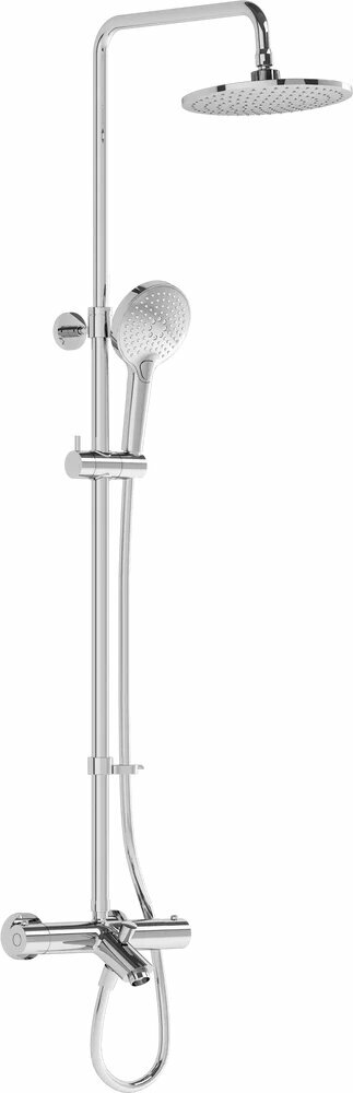 Душевая стойка VitrA AquaHeat A47208EXP со смесителем, термостатическим, хром, глянцевая, с тропическим душем, с изливом, с лейкой, душевая система, латунная